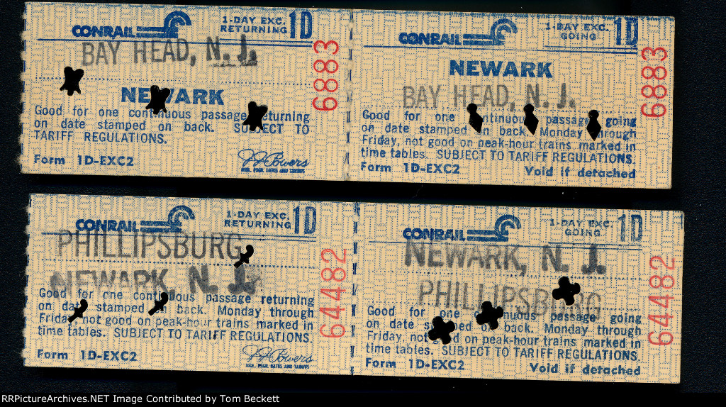 Conrail commuter tickets-ex CNJ